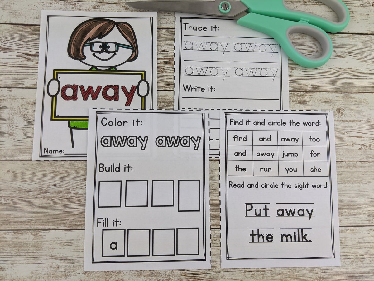 -AWAY Sight Word FREEBIE Mini Book for Early Readers - Dolch Sight Wor ...