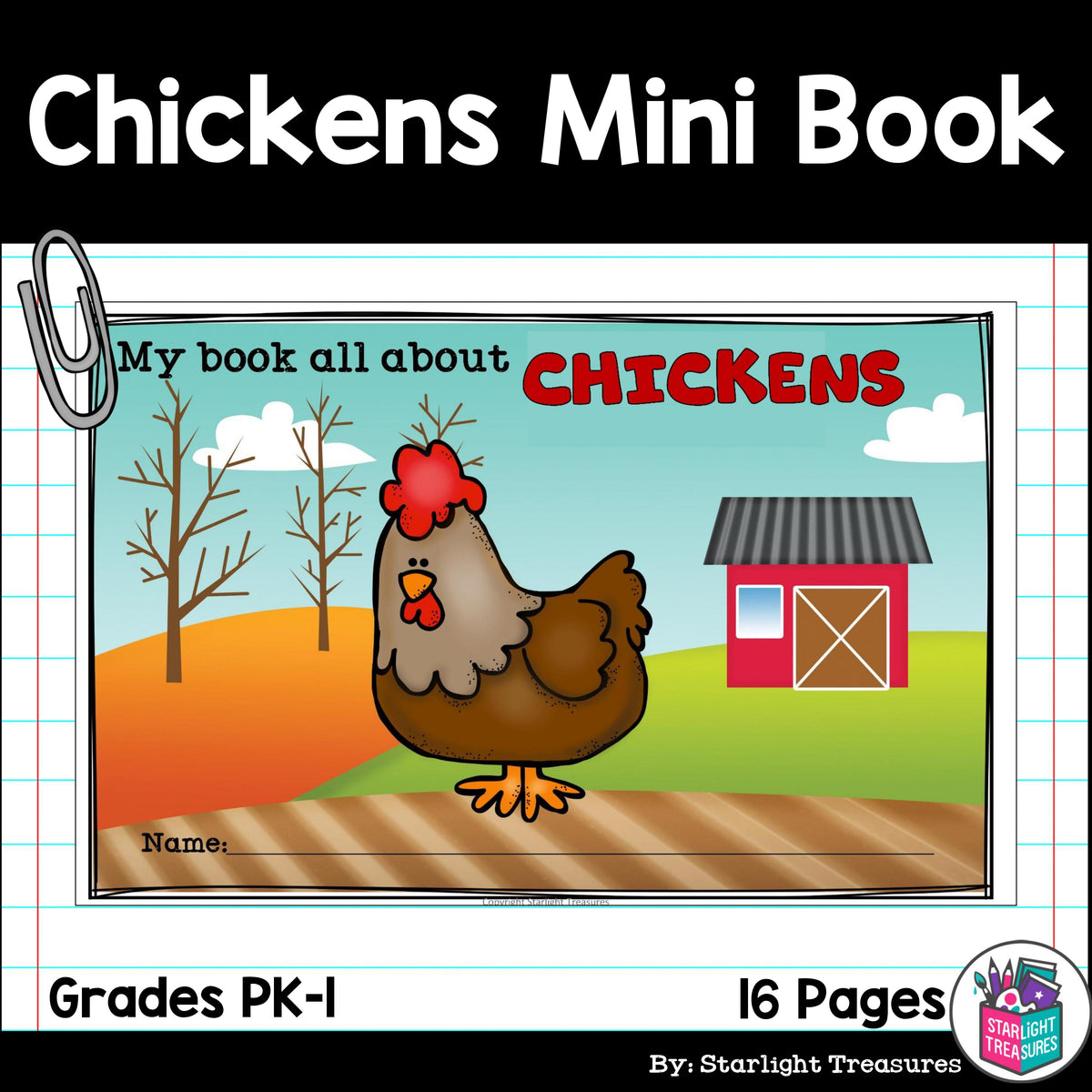 Chickens Mini Book for Early Readers – Starlight Treasures LLC