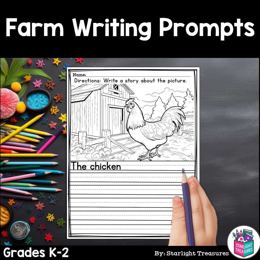 Farm Writing Prompts, Farm Animal Picture Writing Prompts with Sentenc ...