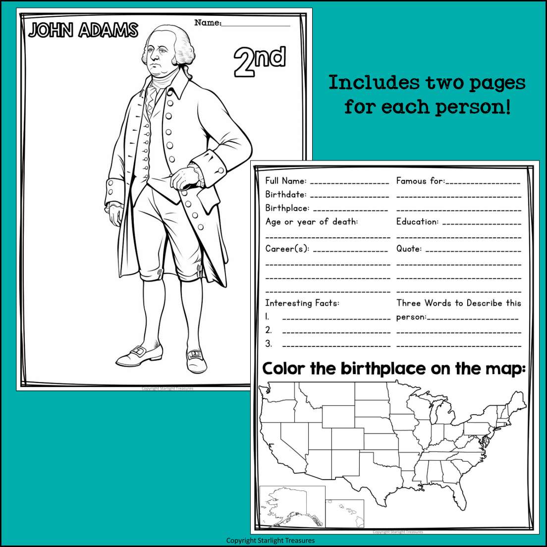 US Presidents Research Posters, Coloring Pages - Biography Research Pr ...