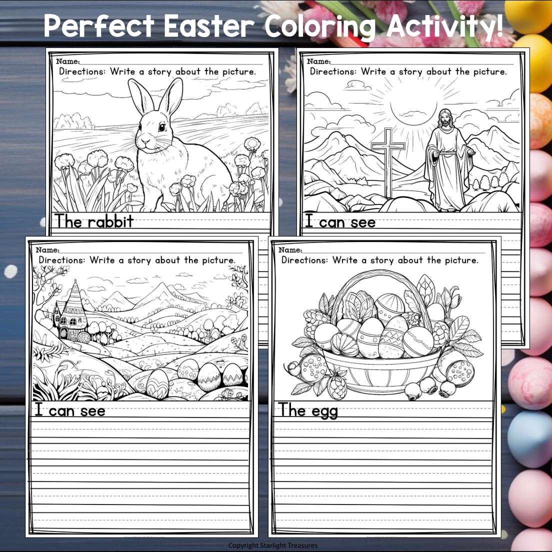 Easter Writing Prompts, Easter Picture Writing Prompts with Sentence S ...