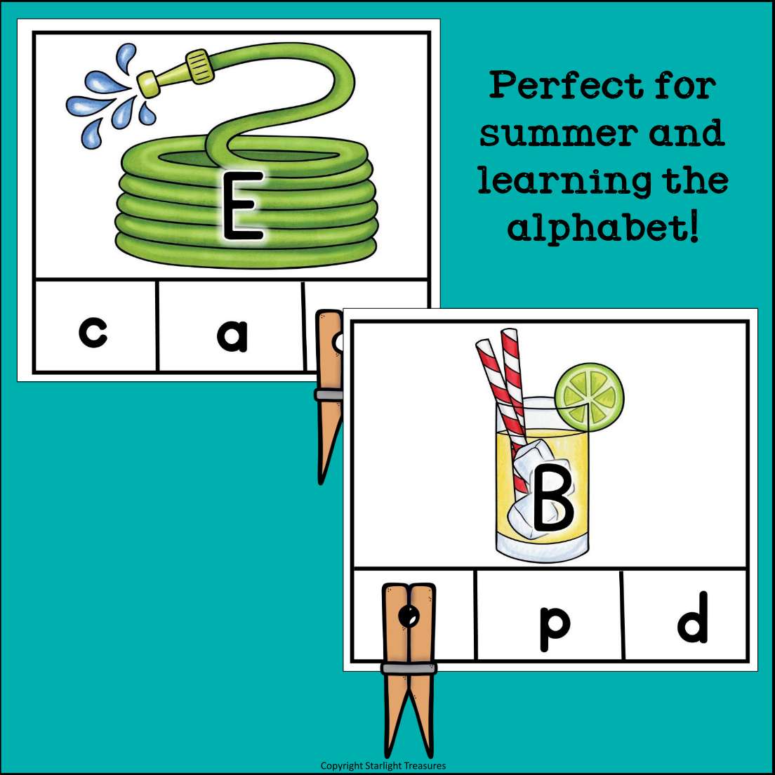Summer Alphabet Clip Cards for Early Readers - Alphabet Clip Cards FRE ...