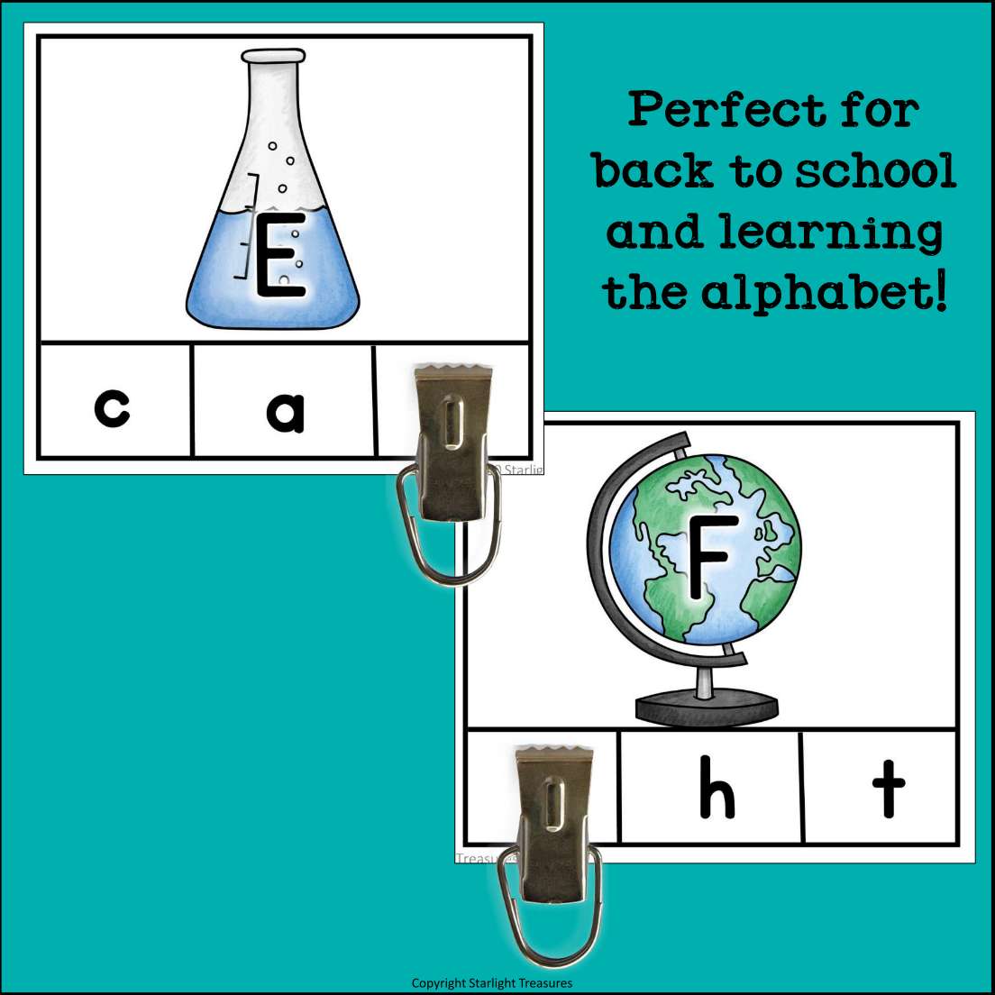 Back to School Alphabet Clip Cards for Early Readers - School Clip Car ...