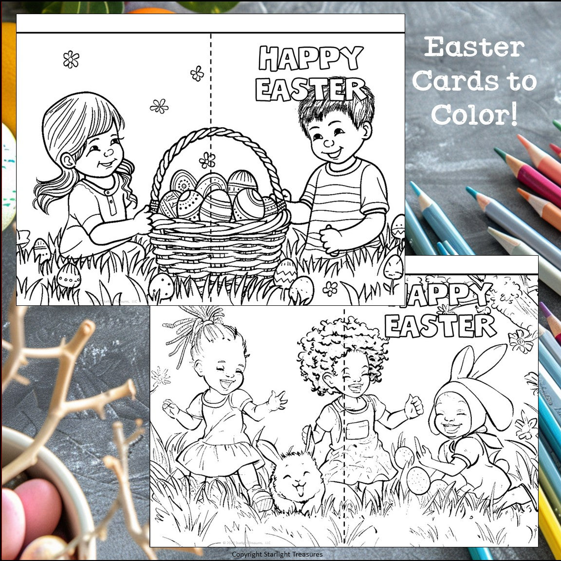 Easter Cards to Color - Easter Craft Activity, Coloring, Cards ...