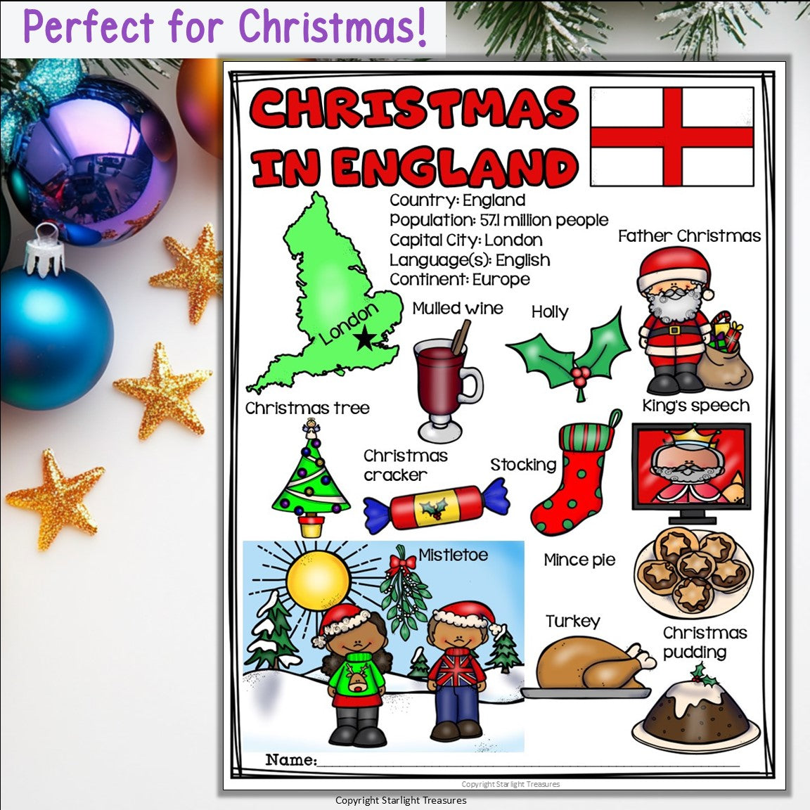 Christmas in England Fact Sheet for Early Readers – Starlight Treasures LLC