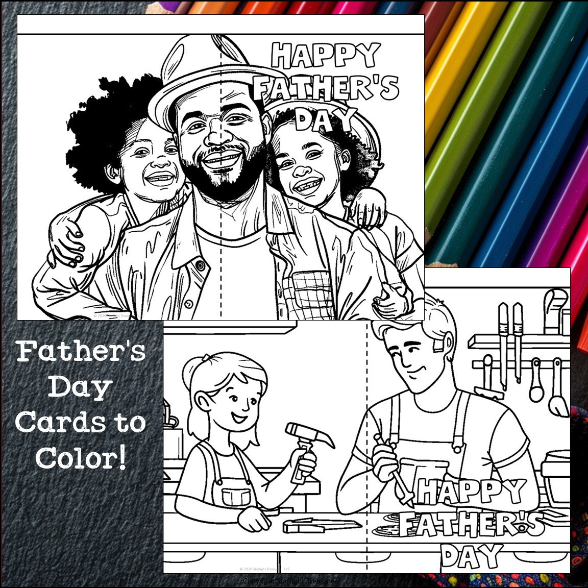 Father's Day Cards to Color - Father's Day Craft Activity, Coloring, C ...