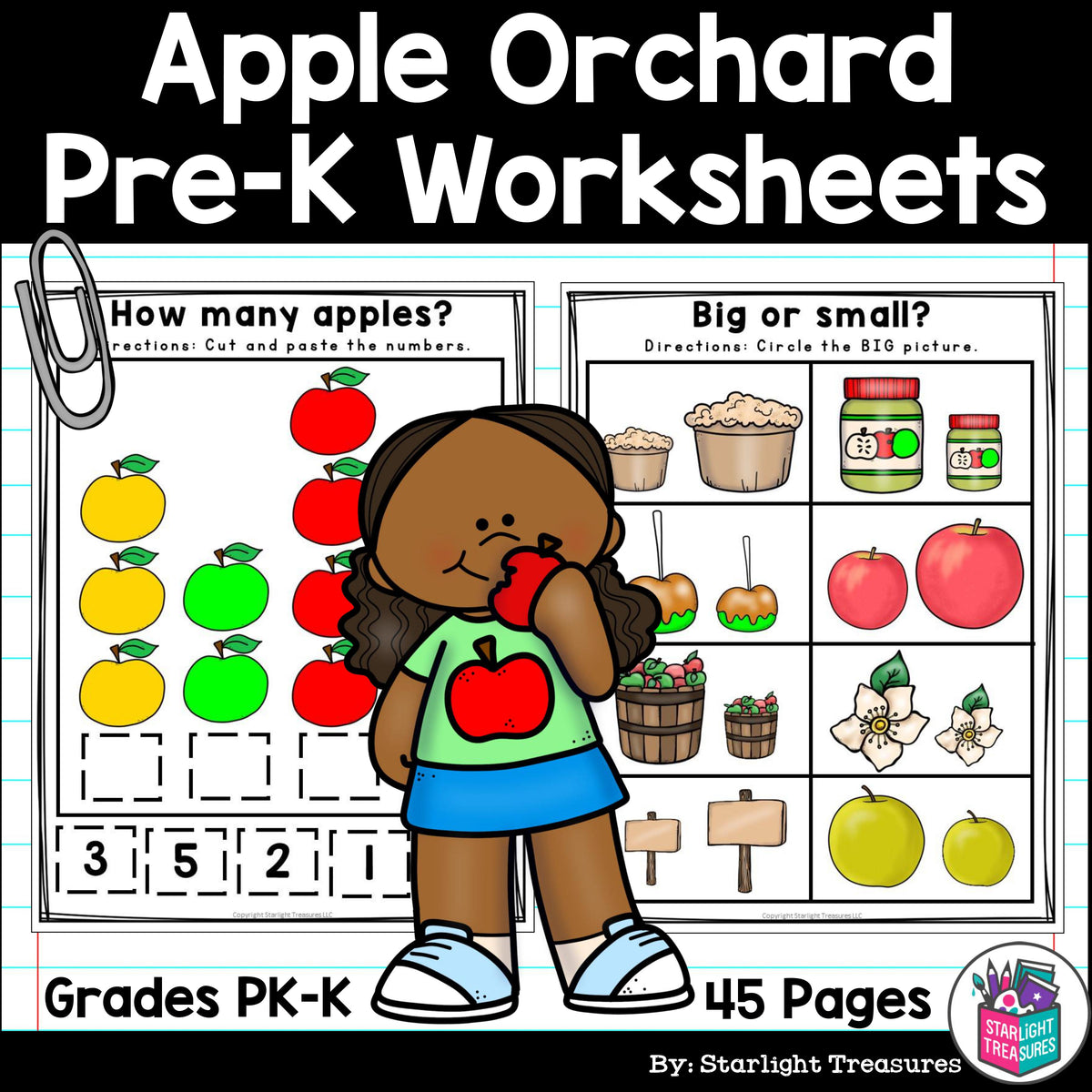Apple Orchard Pre-K Kindergarten Worksheets for Early Readers - Fall ...