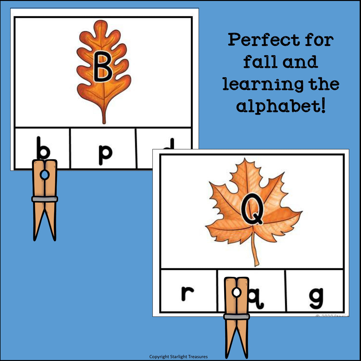 Fall Alphabet Clip Cards for Early Readers - Alphabet Clip Cards FREEB ...