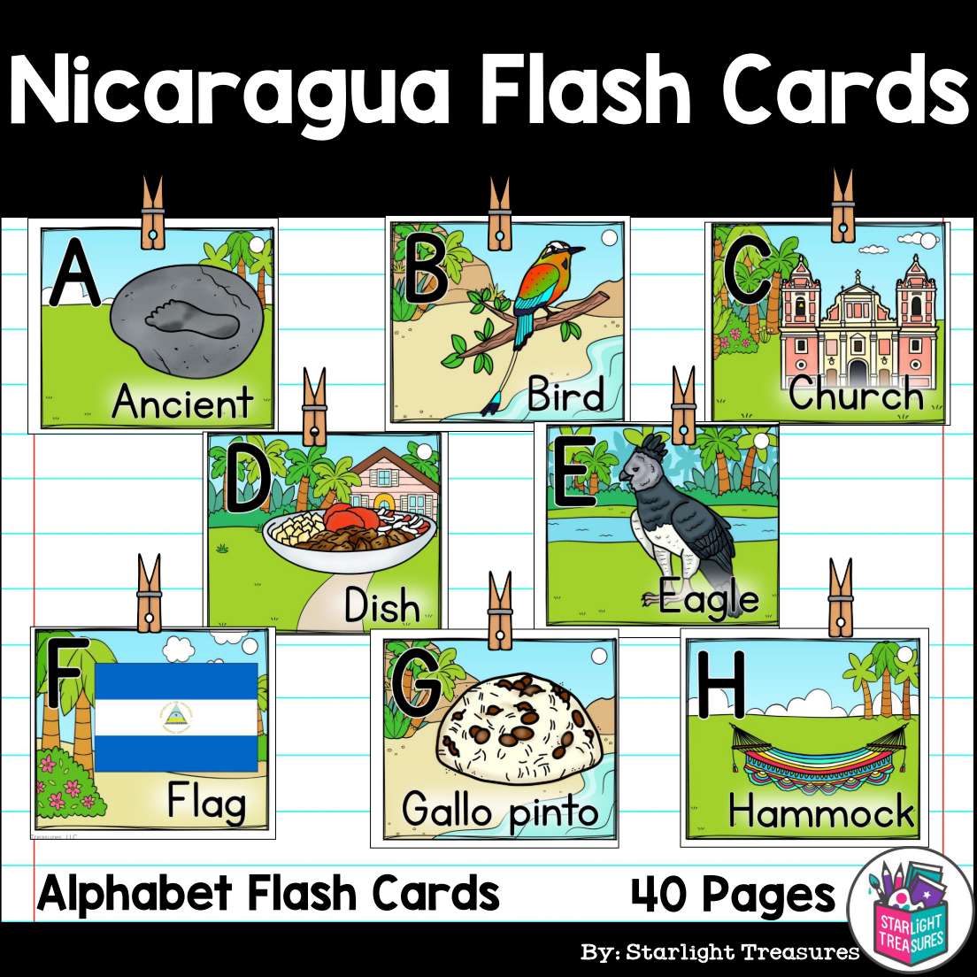 Alphabet Flash Cards for Early Readers - Country of Nicaragua ...
