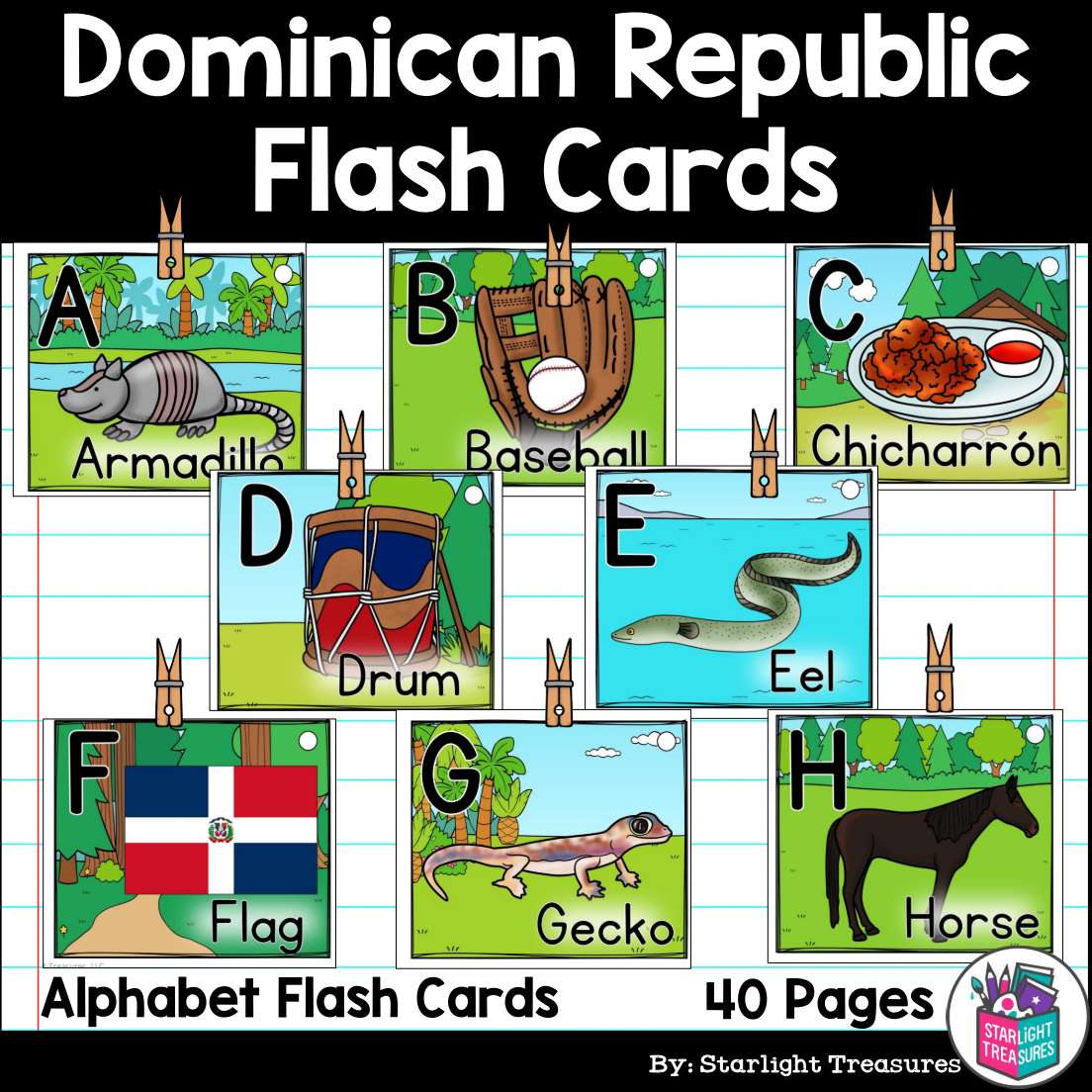 Alphabet Flash Cards for Early Readers - Country of Dominican Republic ...