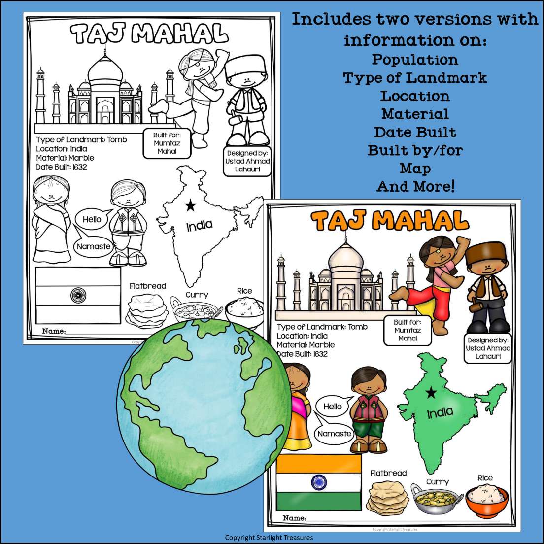 Taj Mahal Fact Sheet for Early Readers - World Landmarks – Starlight ...