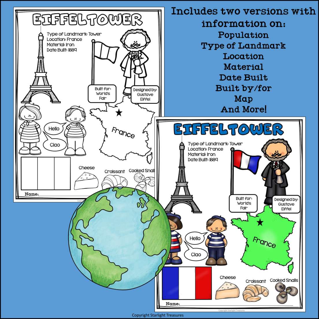 Eiffel Tower Fact Sheet for Early Readers - World Landmarks – Starlight ...