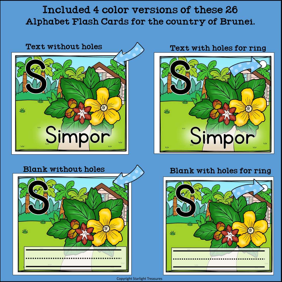 Alphabet Flash Cards for Early Readers - Country of Brunei – Starlight ...