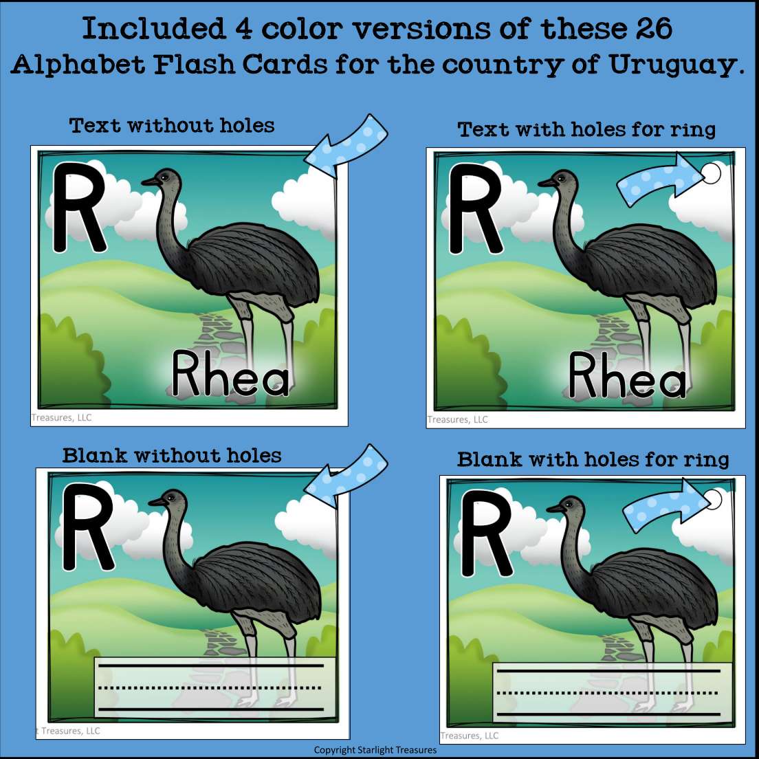 Alphabet Flash Cards for Early Readers - Country of Uruguay – Starlight ...