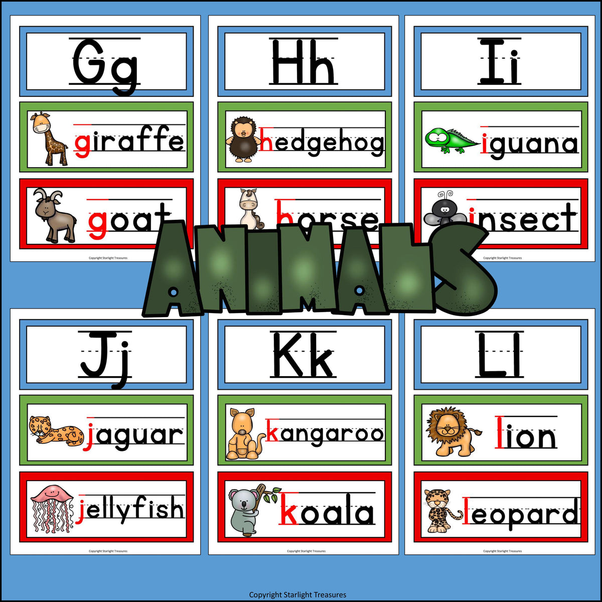 Alphabet Word Wall - Animal Theme - A-Z Word Wall – Starlight Treasures LLC