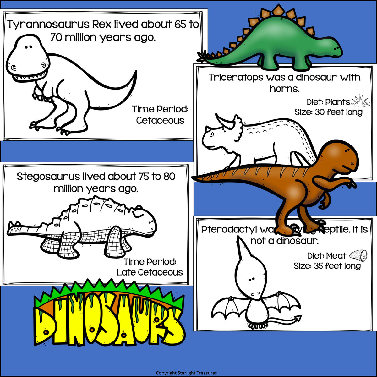 Dinosaurs Mini Book for Early Readers – Starlight Treasures LLC