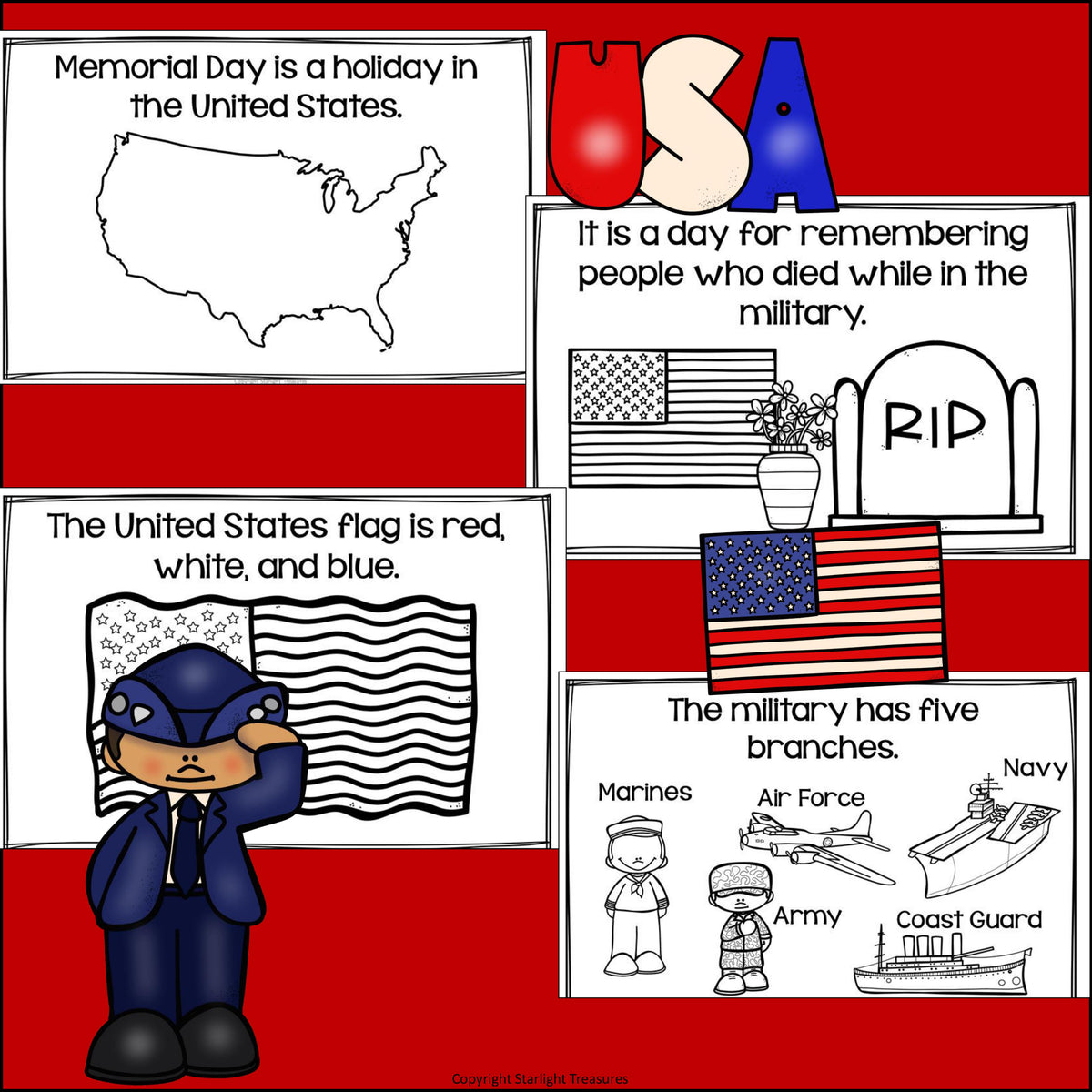 Memorial Day Mini Book for Early Readers – Starlight Treasures LLC