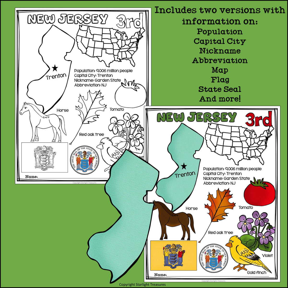 new jersey state flag coloring pages