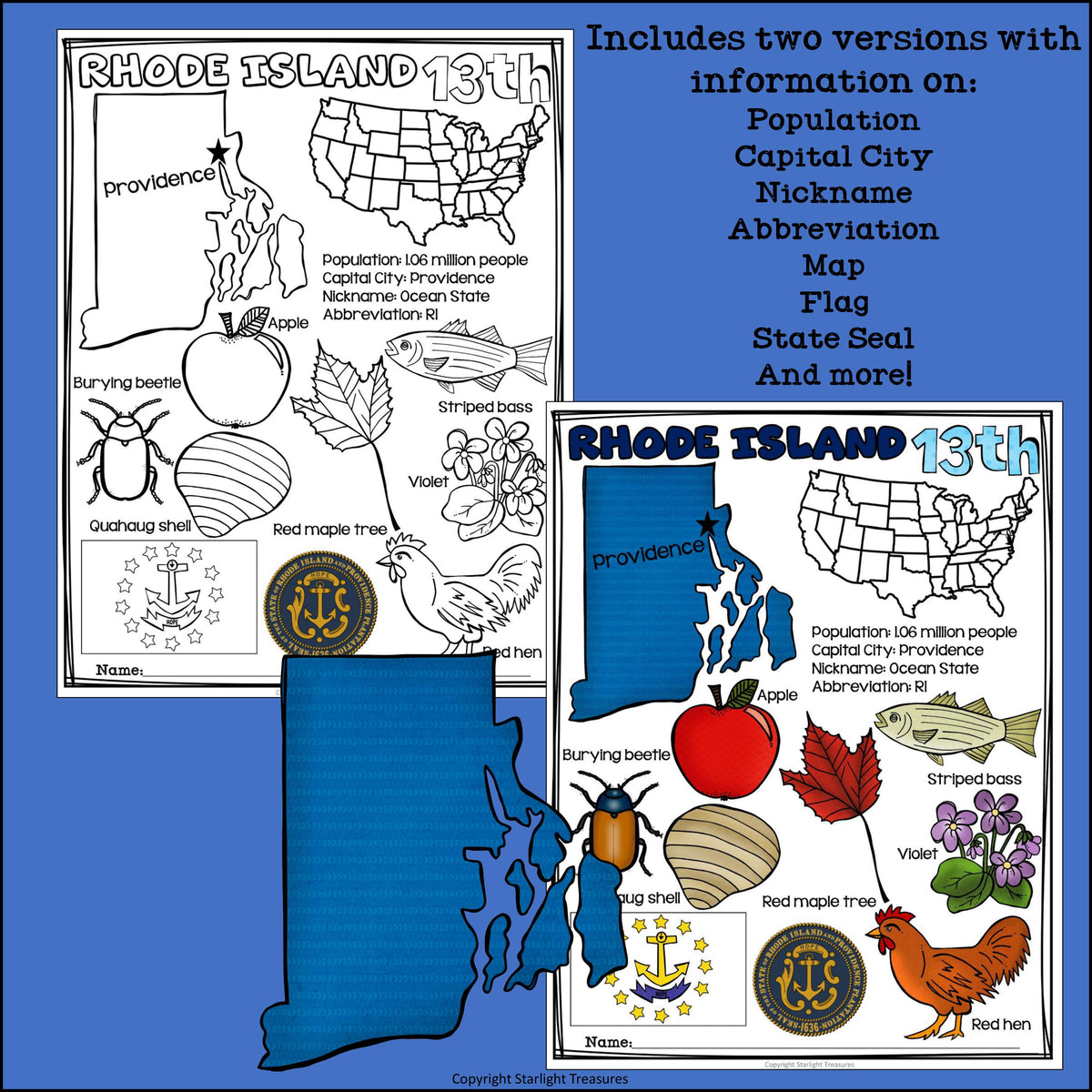 Rhode Island Fact Sheet - A State Study – Starlight Treasures LLC