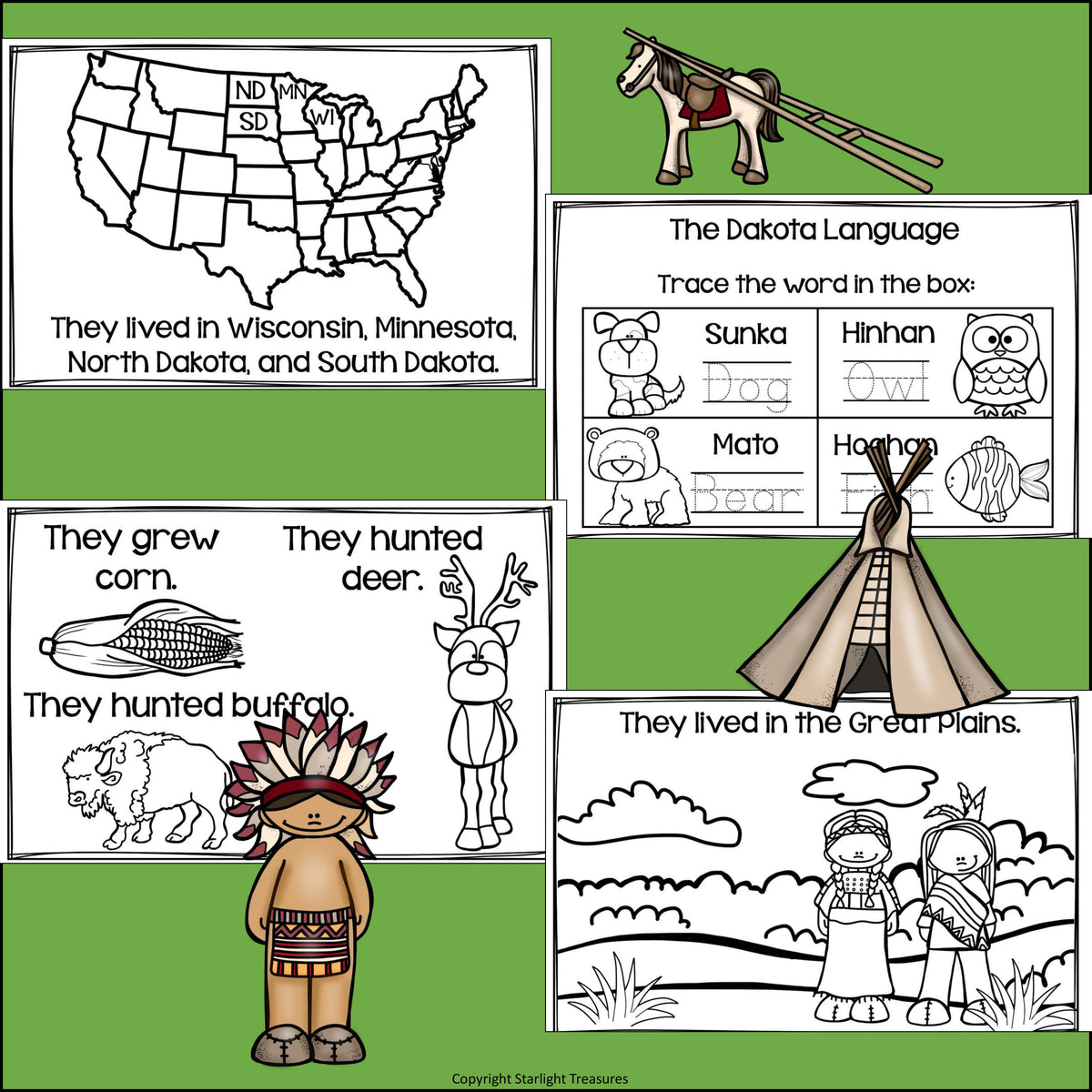 Sioux Tribe Mini Book for Early Readers – Starlight Treasures LLC