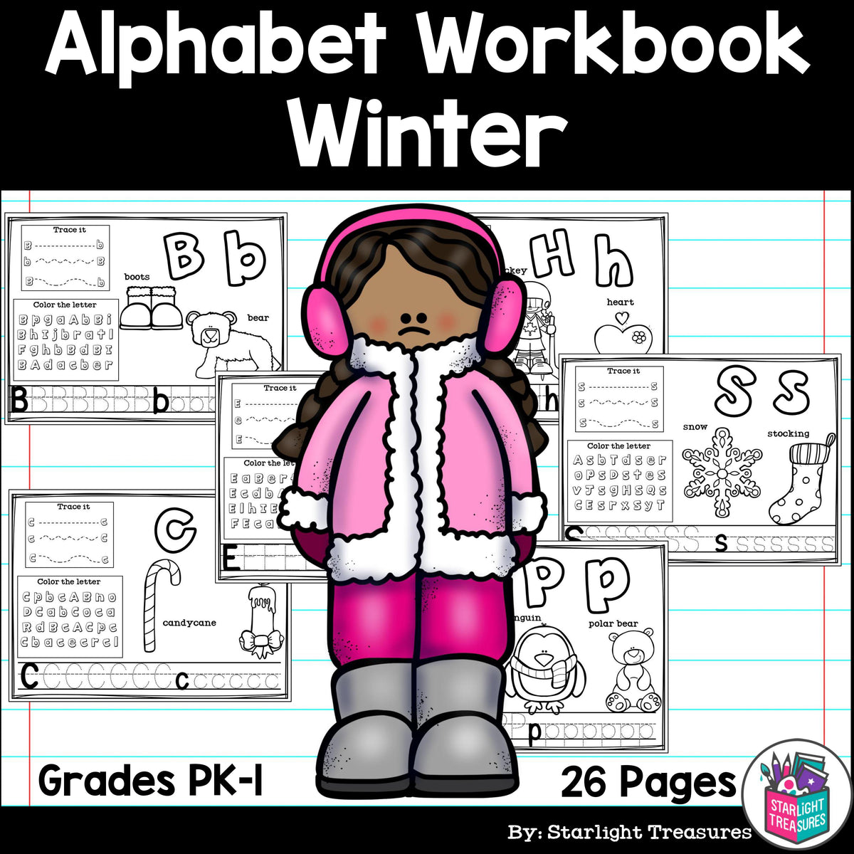 Alphabet Workbook: Worksheets A-Z Winter Theme – Starlight Treasures LLC