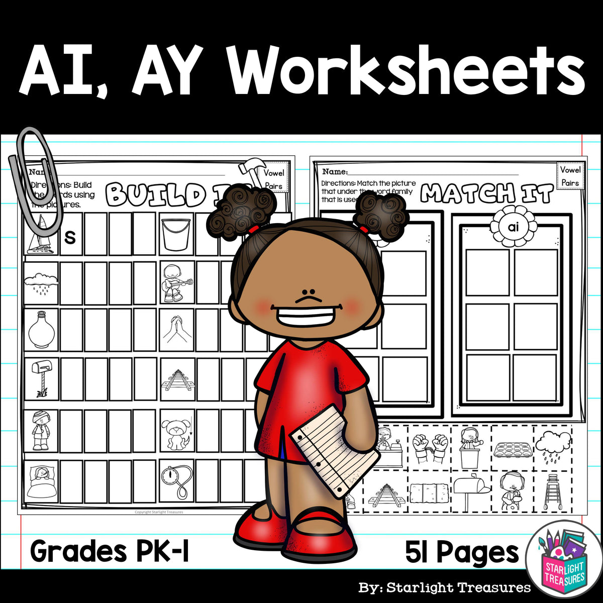 Vowel Pairs AI, AY Worksheets and Activities for Early Readers - Phoni ...