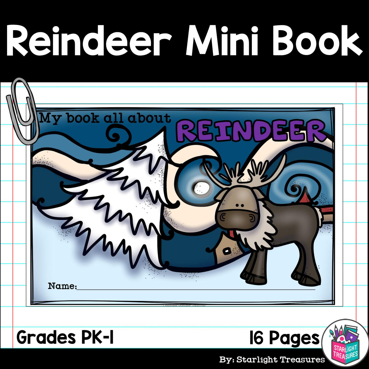 Reindeer Mini Book for Early Readers (Caribou) – Starlight Treasures LLC