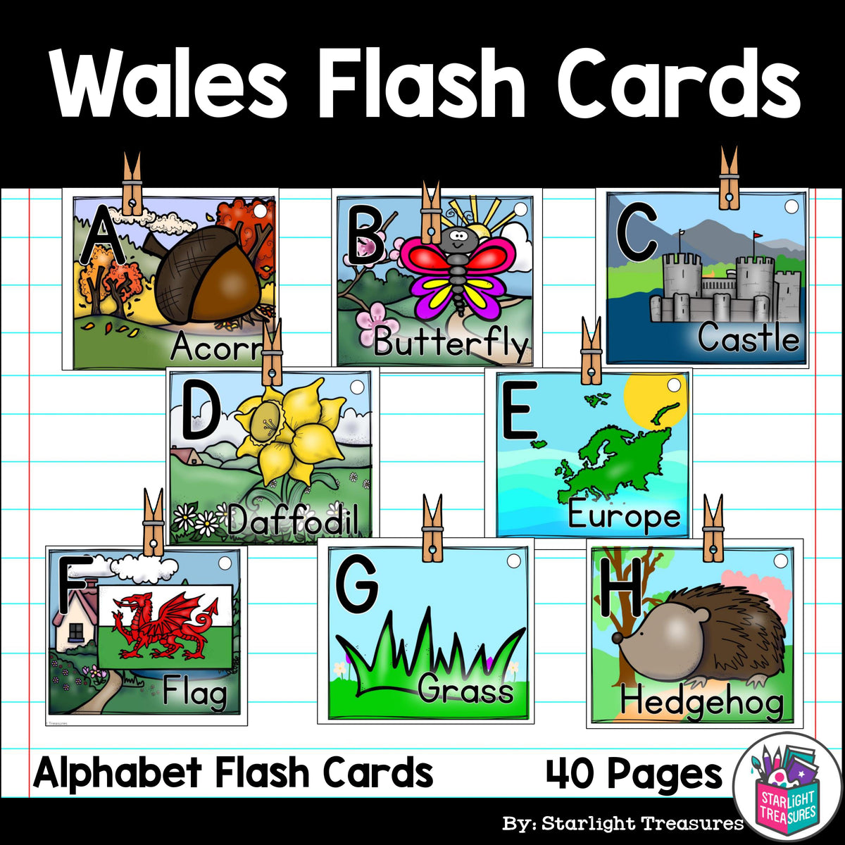 Alphabet Flash Cards for Early Readers - Country of Wales – Starlight ...