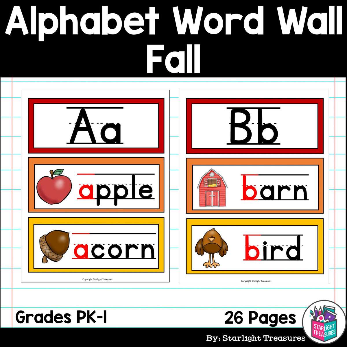 Alphabet Word Wall - Fall Theme - A-Z Word Wall – Starlight Treasures LLC