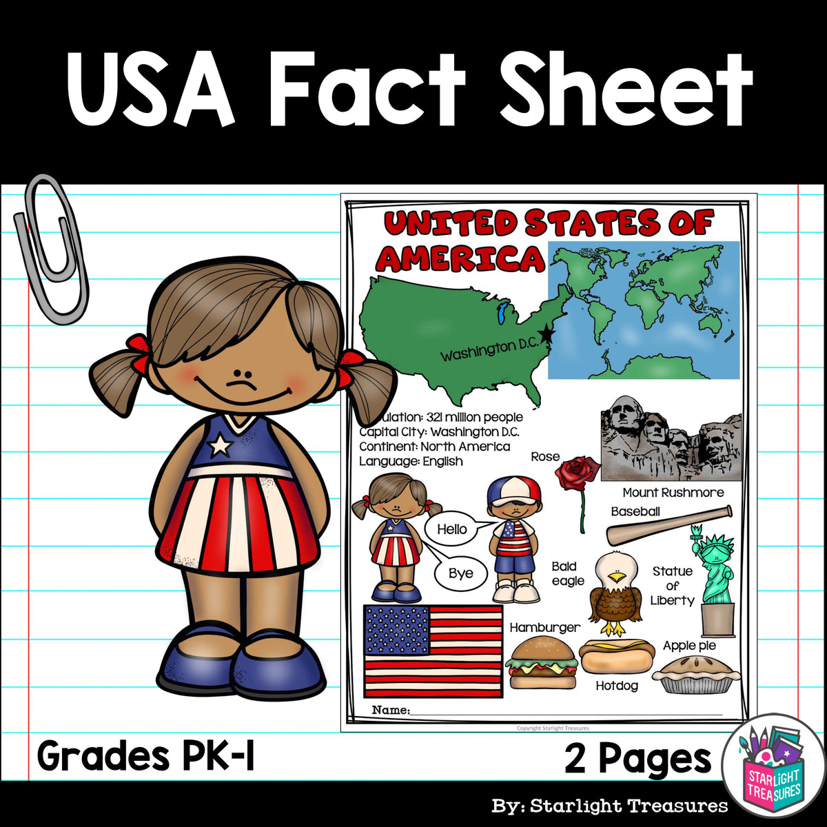 USA Fact Sheet- United States of America Fact Sheet for Early Readers ...