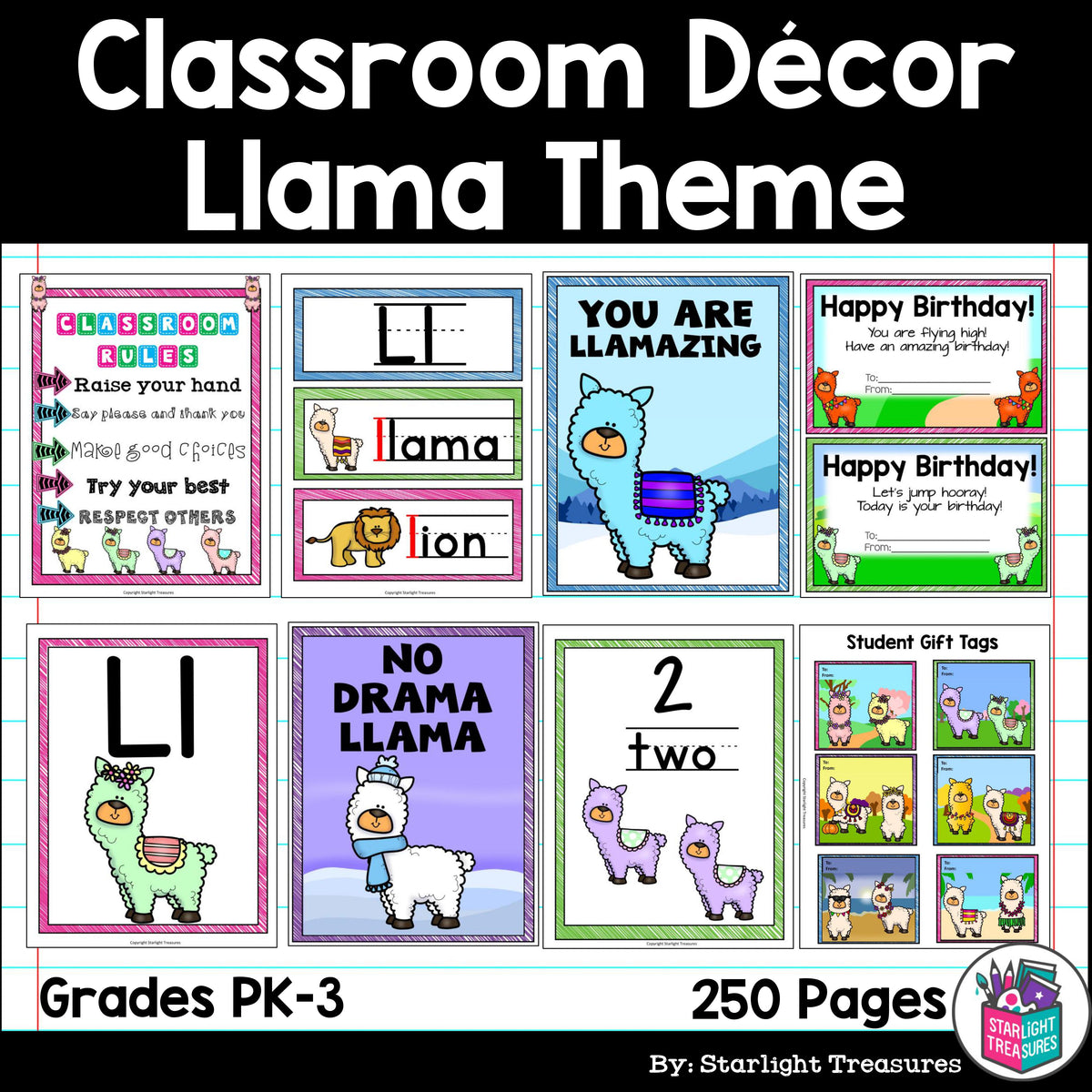 Classroom Decor Pack - Llama Theme – Starlight Treasures LLC