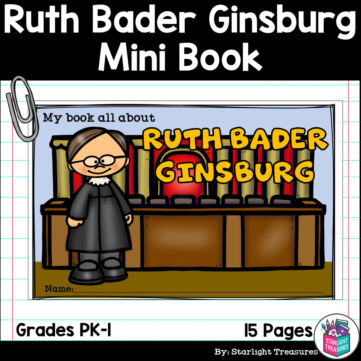 Ruth Bader Ginsburg Mini Book for Early Readers: Women's History Month ...