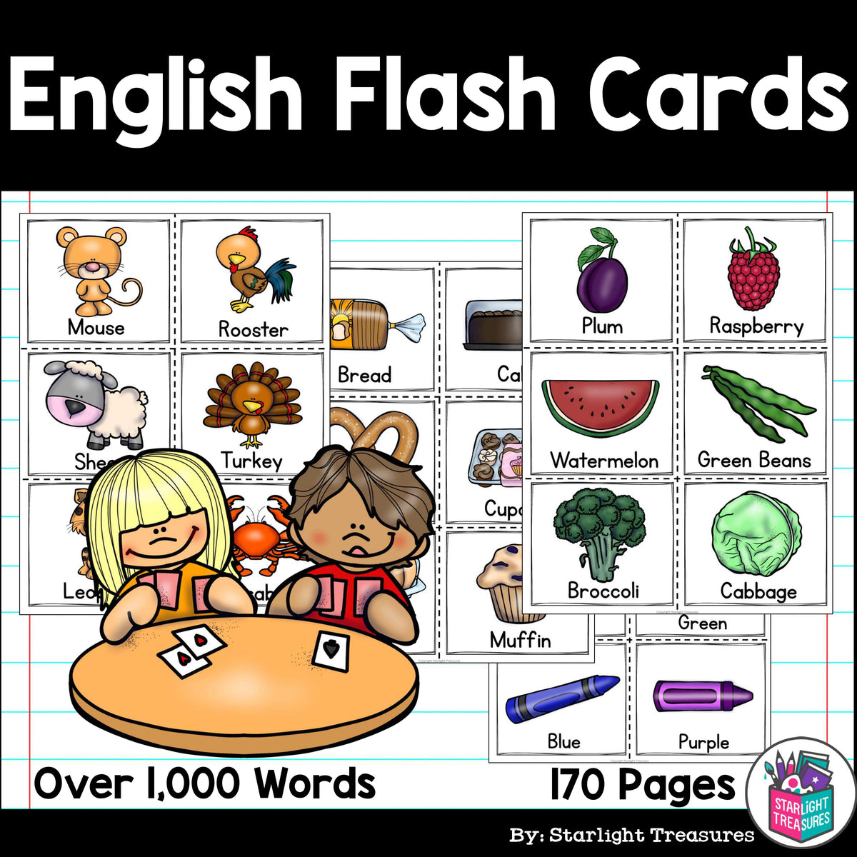 Over 1,000 English Vocabulary Flash Cards for ESL, ELL, Special Ed, Ho ...