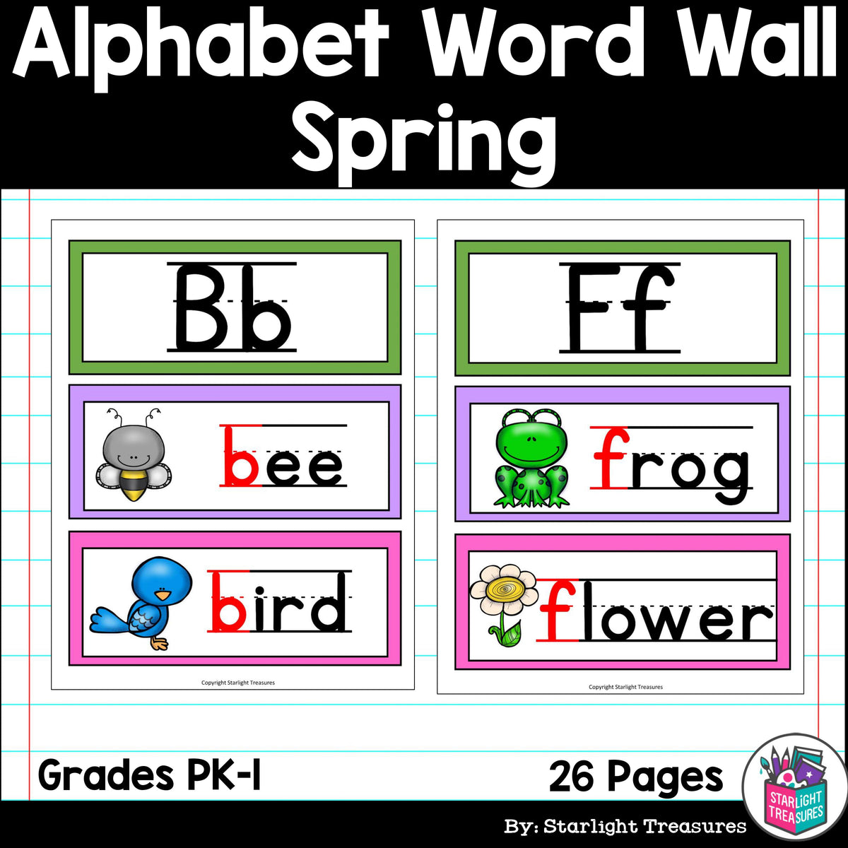 Alphabet Word Wall - Spring Theme - A-Z Word Wall – Starlight Treasures LLC