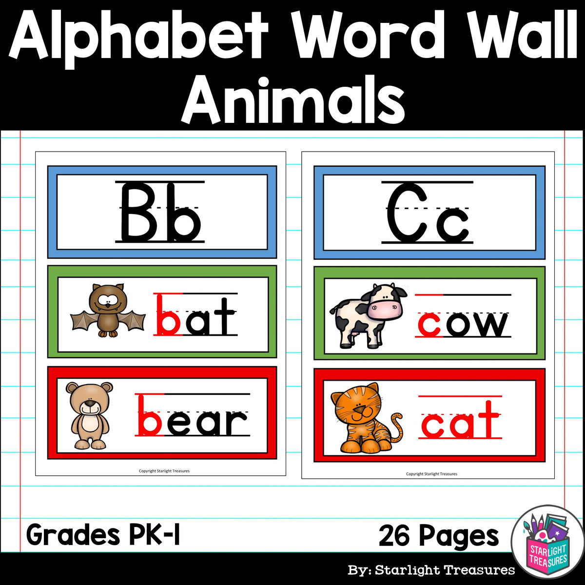 Alphabet Word Wall - Animal Theme - A-Z Word Wall – Starlight Treasures LLC
