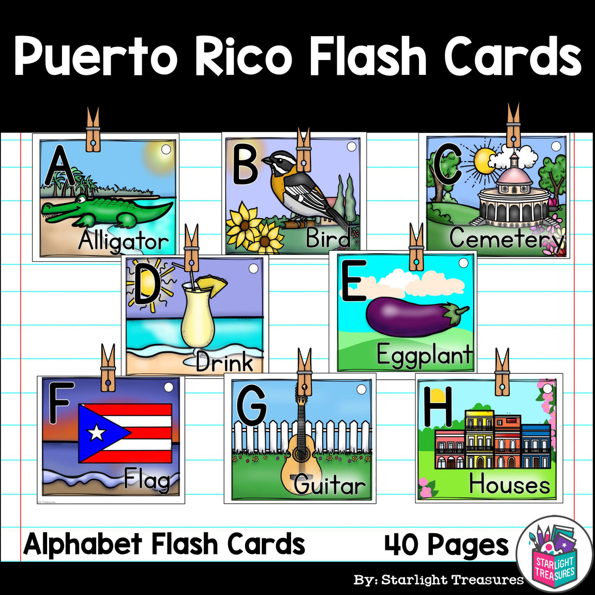 Alphabet Flash Cards for Early Readers - Country of Puerto Rico ...