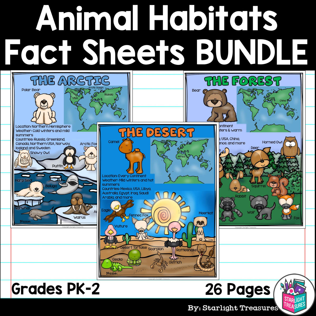 Animal Habitats Fact Sheets: Arctic, Desert, Forest, Ocean, Tundra, an ...