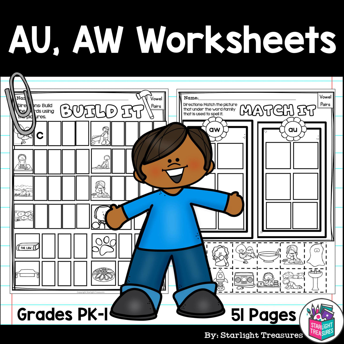 Vowel Pairs AU, AW Worksheets and Activities for Early Readers - Phoni ...