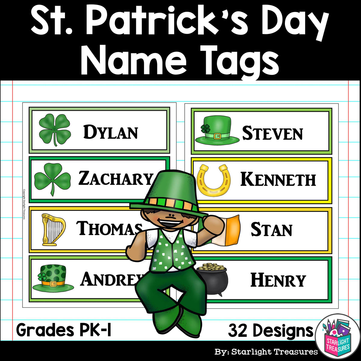 St. Patrick's Day Name Tags - Editable – Starlight Treasures LLC