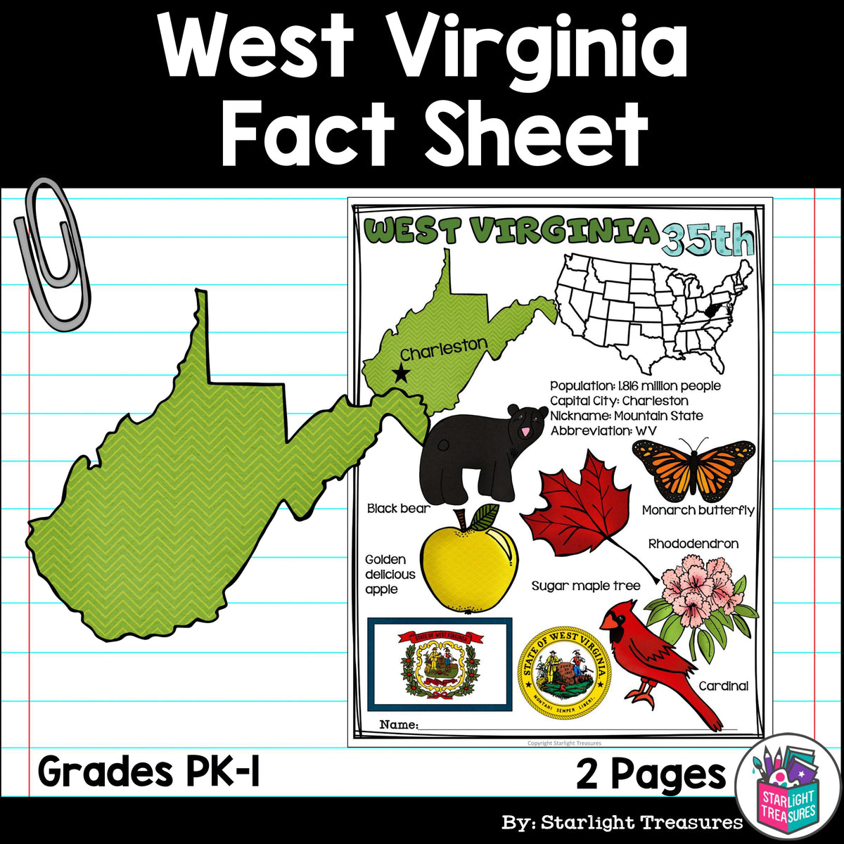 West Virginia Fact Sheet for Early Readers - A State Study – Starlight ...