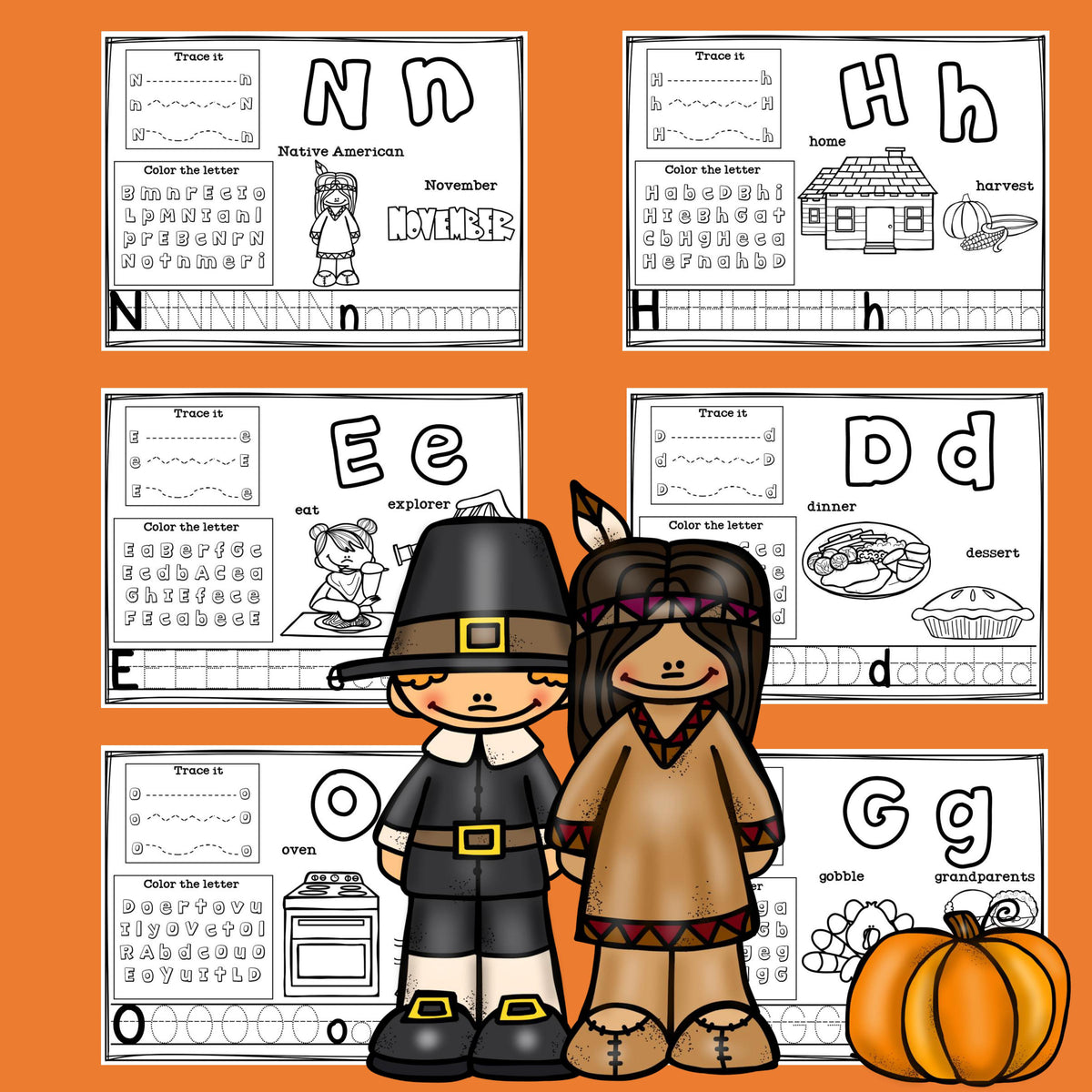 Alphabet Workbook: Worksheets A-Z Thanksgiving Theme – Starlight ...