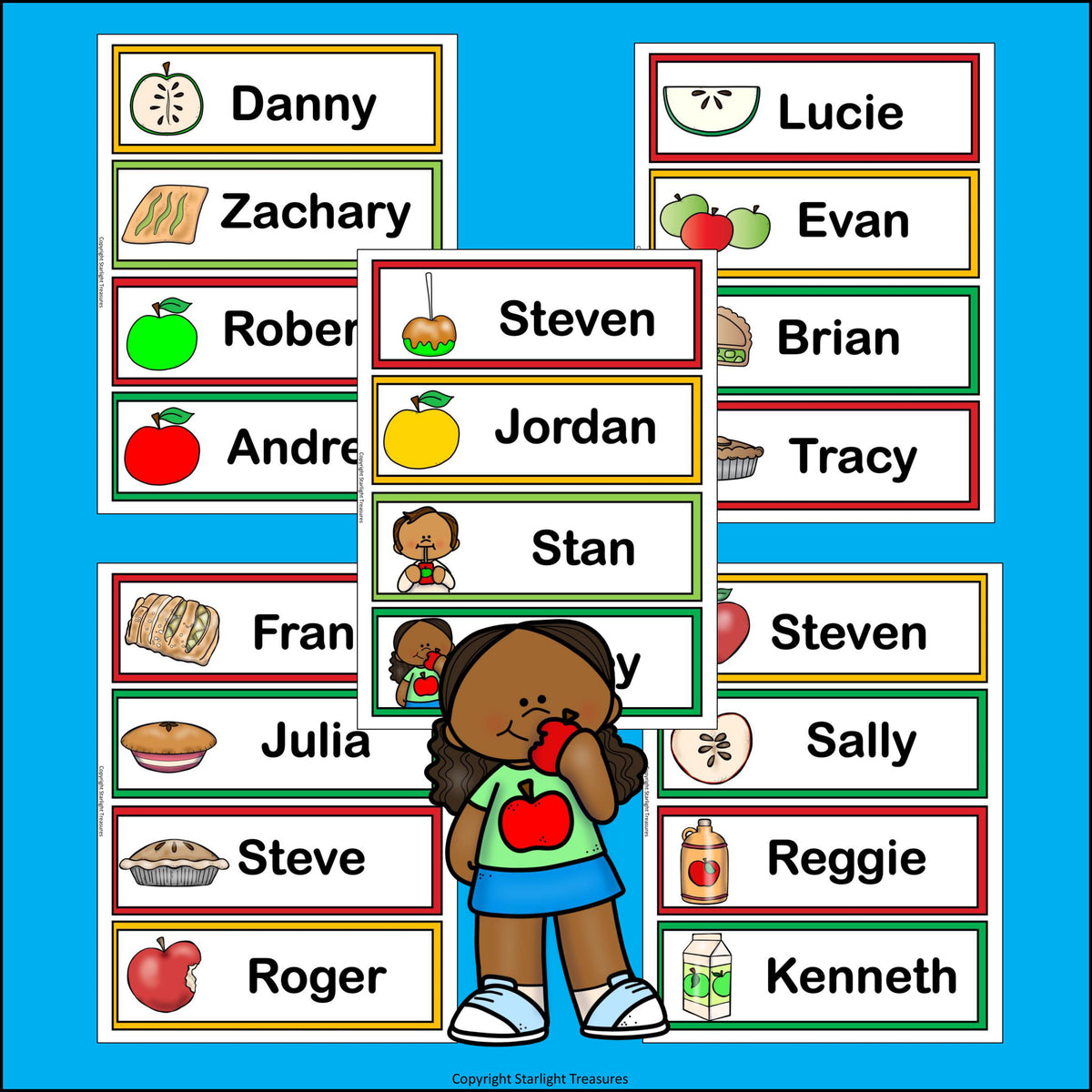 Apple Desk Name Tags - Editable Name Tags – Starlight Treasures LLC