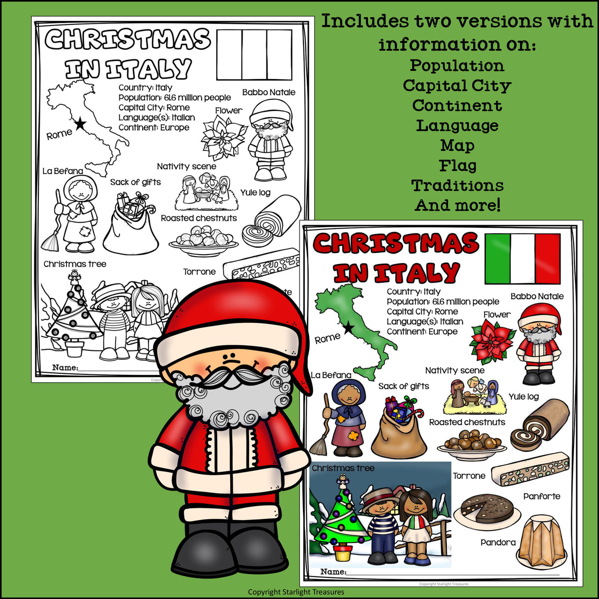 Christmas in Italy Fact Sheet for Early Readers – Starlight Treasures LLC