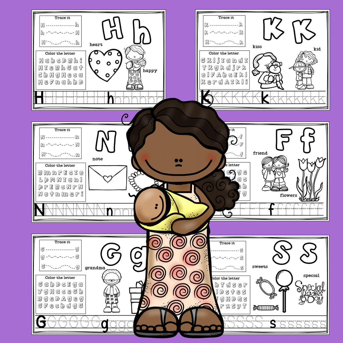 Alphabet Workbook: Worksheets A-Z Mother's Day Theme – Starlight ...