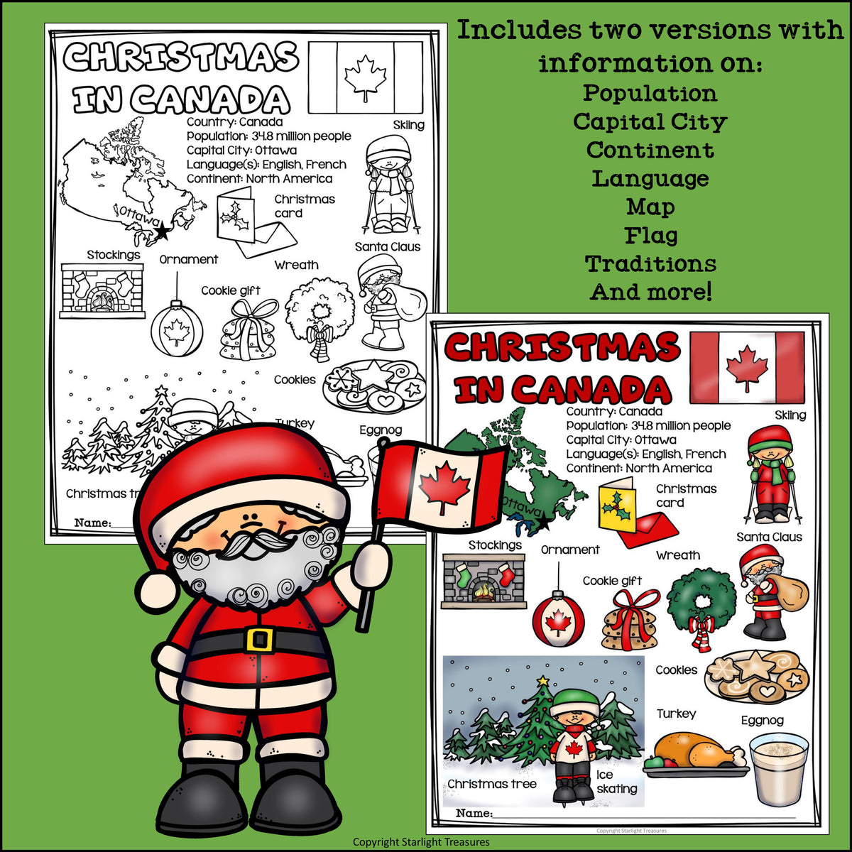 Christmas in Canada Fact Sheet for Early Readers – Starlight Treasures LLC