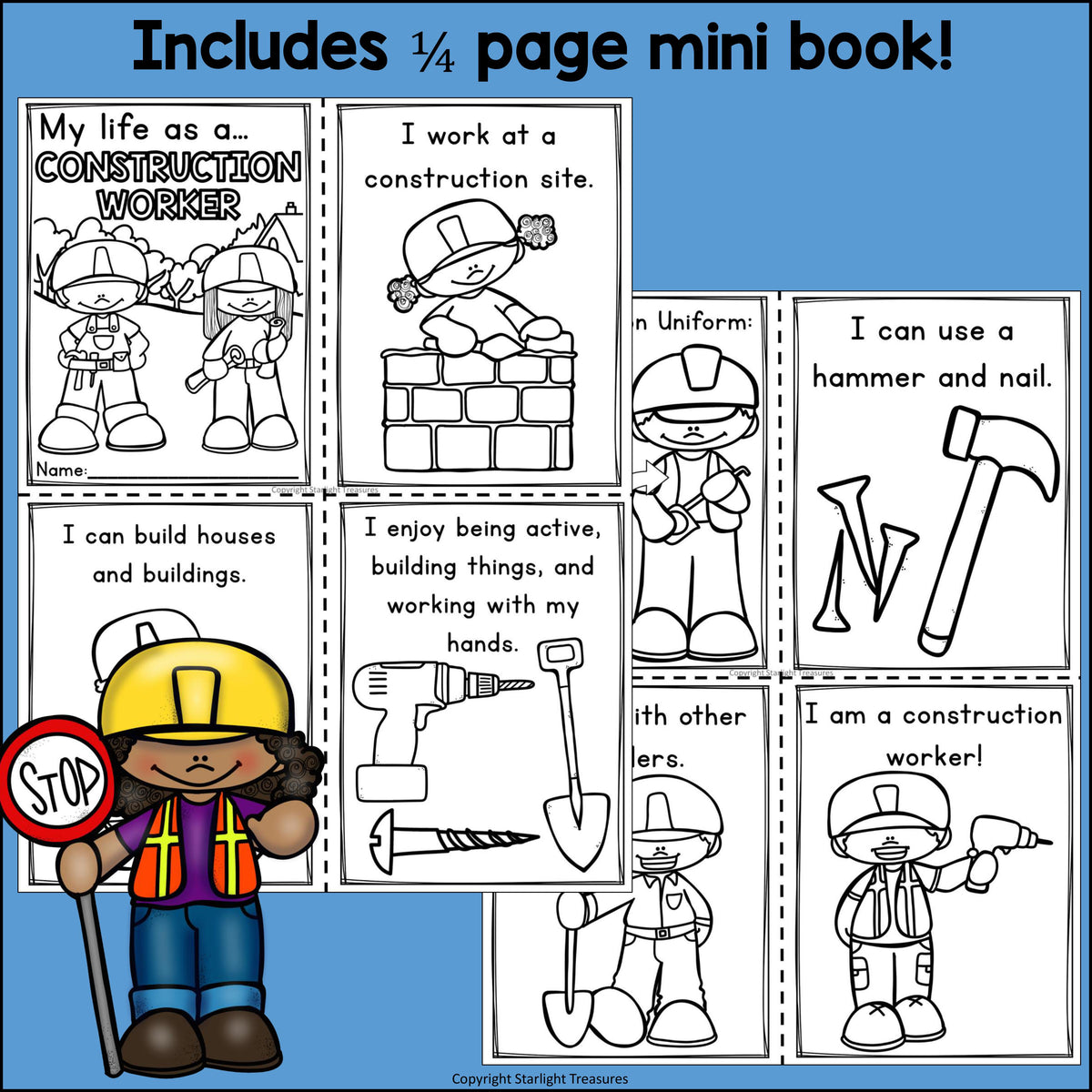 Construction Worker Mini Book for Early Readers - Careers and Communit ...