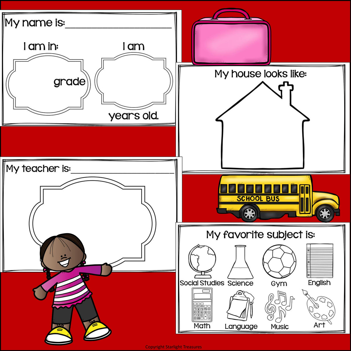 Back To School Mini Book - All About Me Mini Book – Starlight Treasures LLC