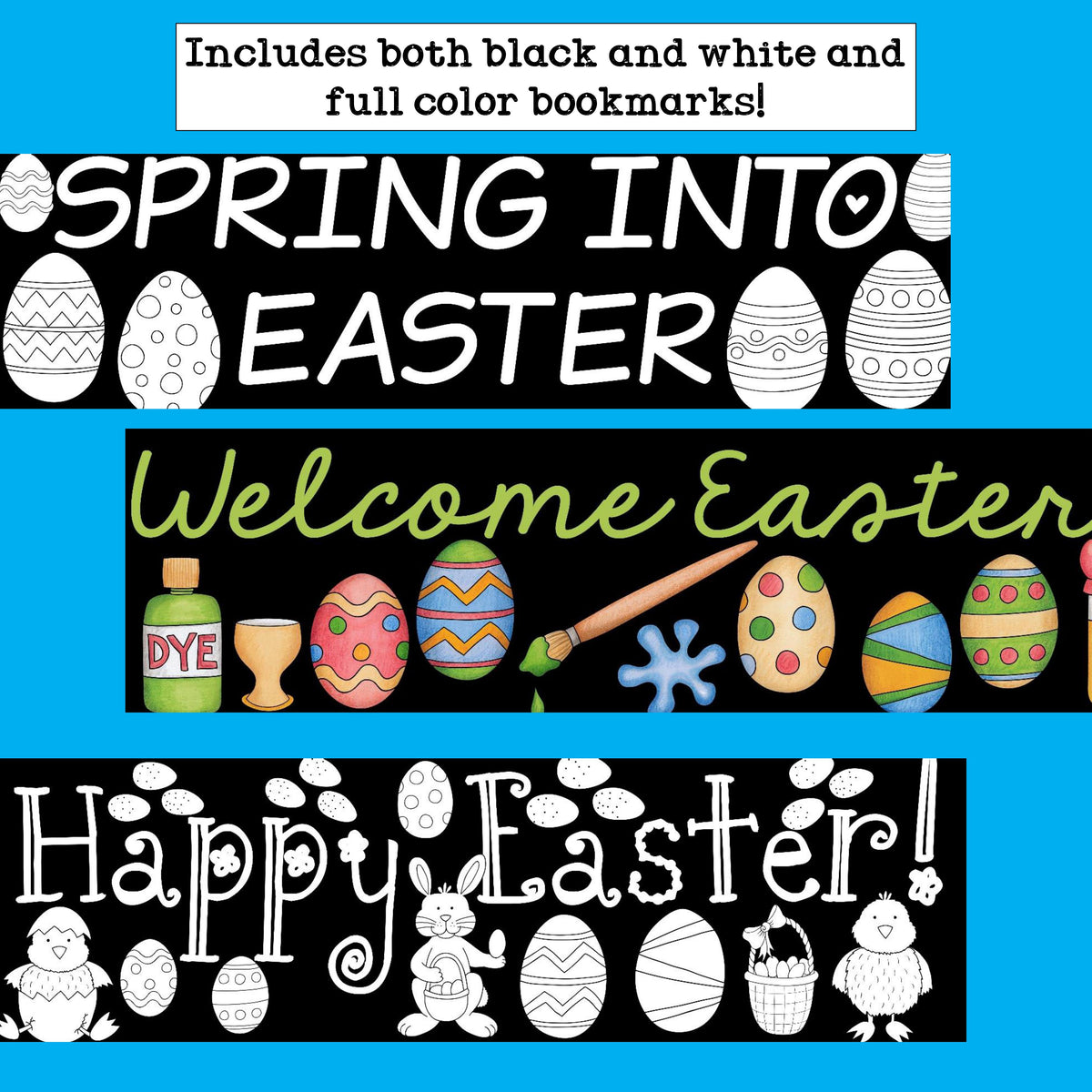 Easter Cut n' Color Bookmarks: Black and White AND Full Color ...