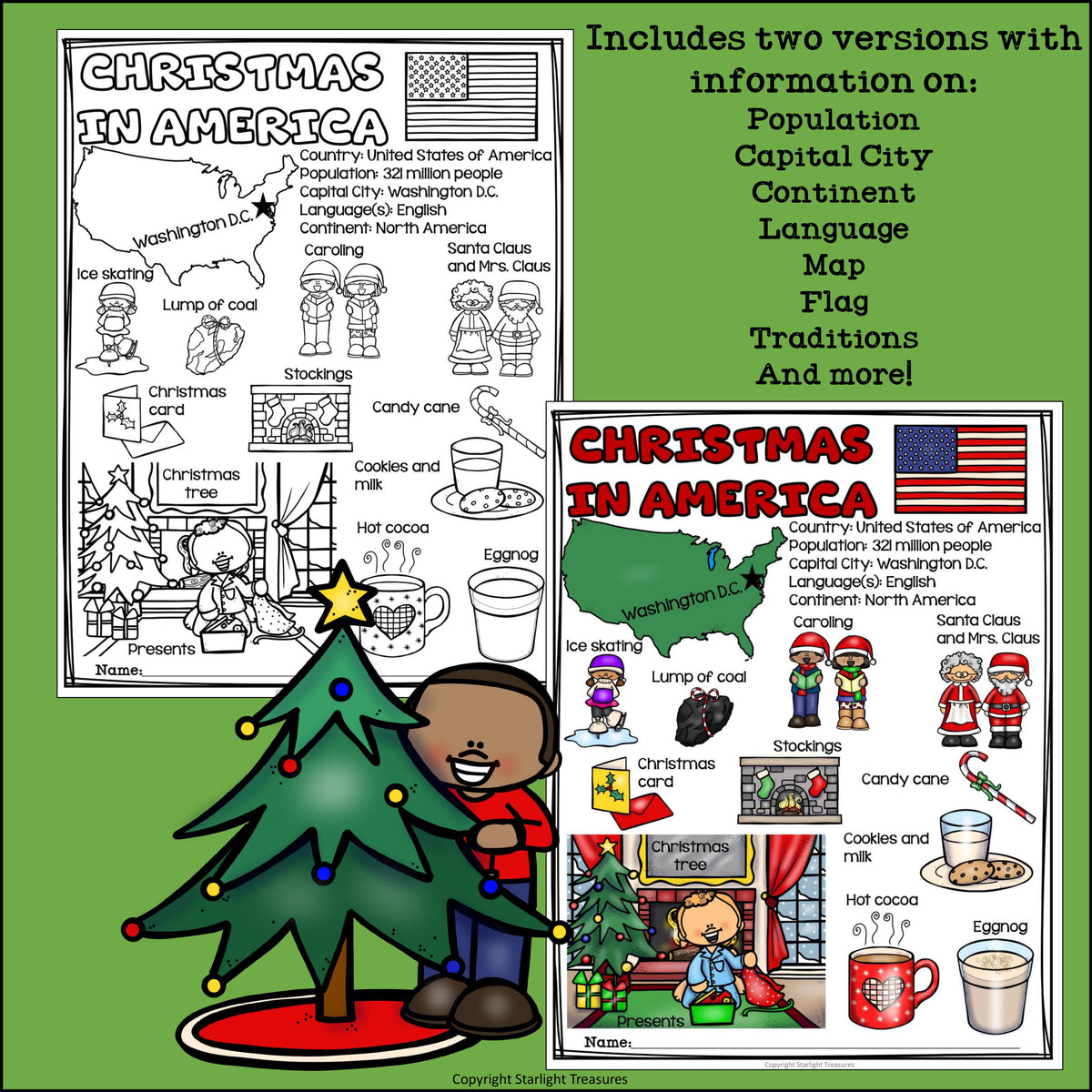 Christmas in America Fact Sheet for Early Readers – Starlight Treasures LLC