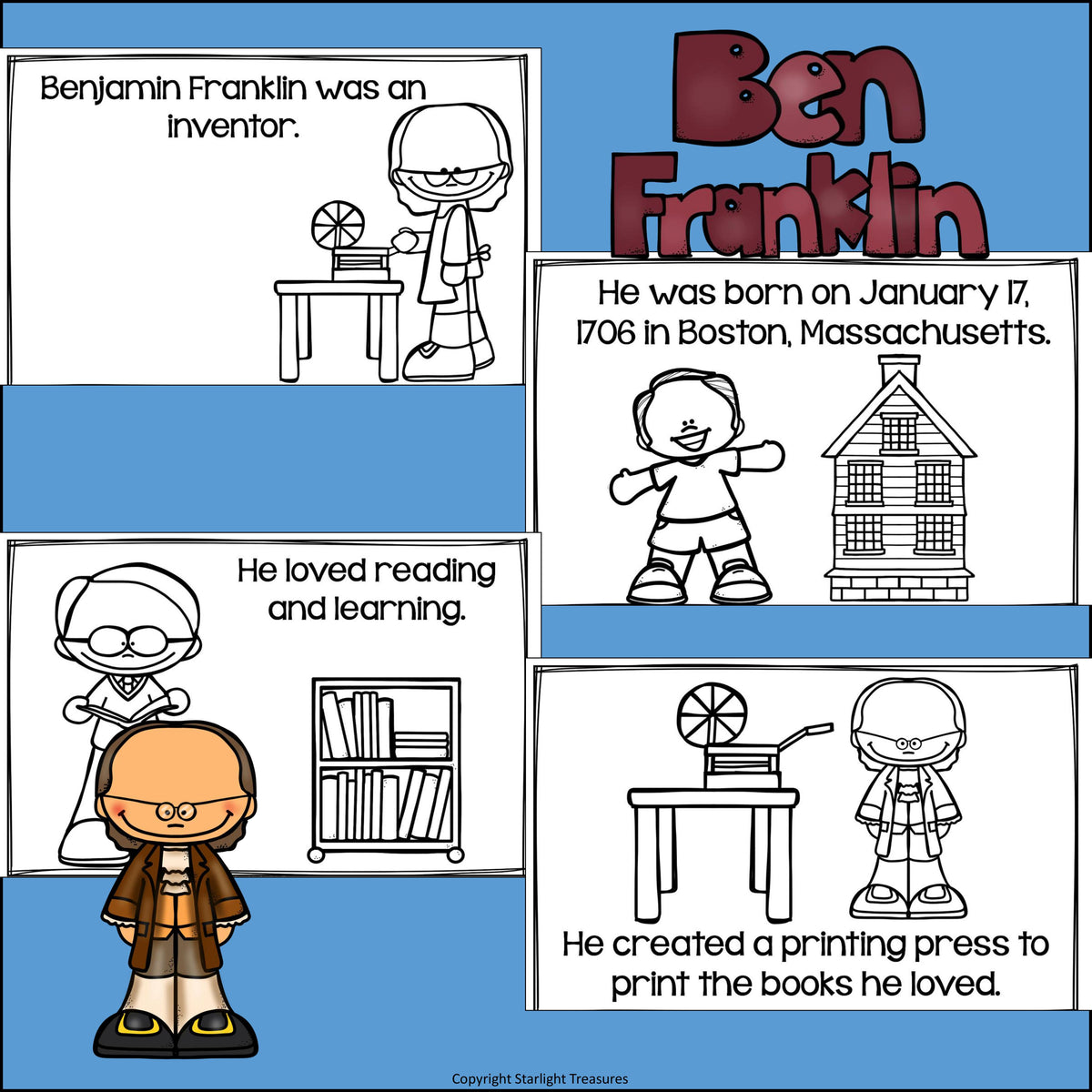 Benjamin Franklin Mini Book for Early Readers: Inventors – Starlight ...